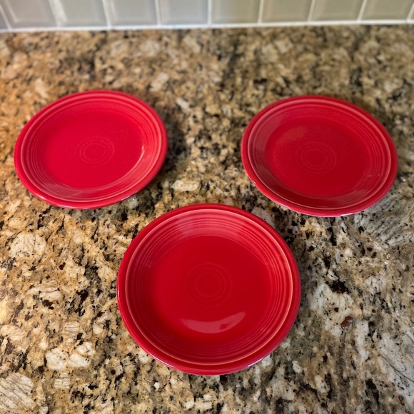 Fiestaware | Dining | 3 Fiesta 725 Round Salad Plate Scarlet Red | Poshmark